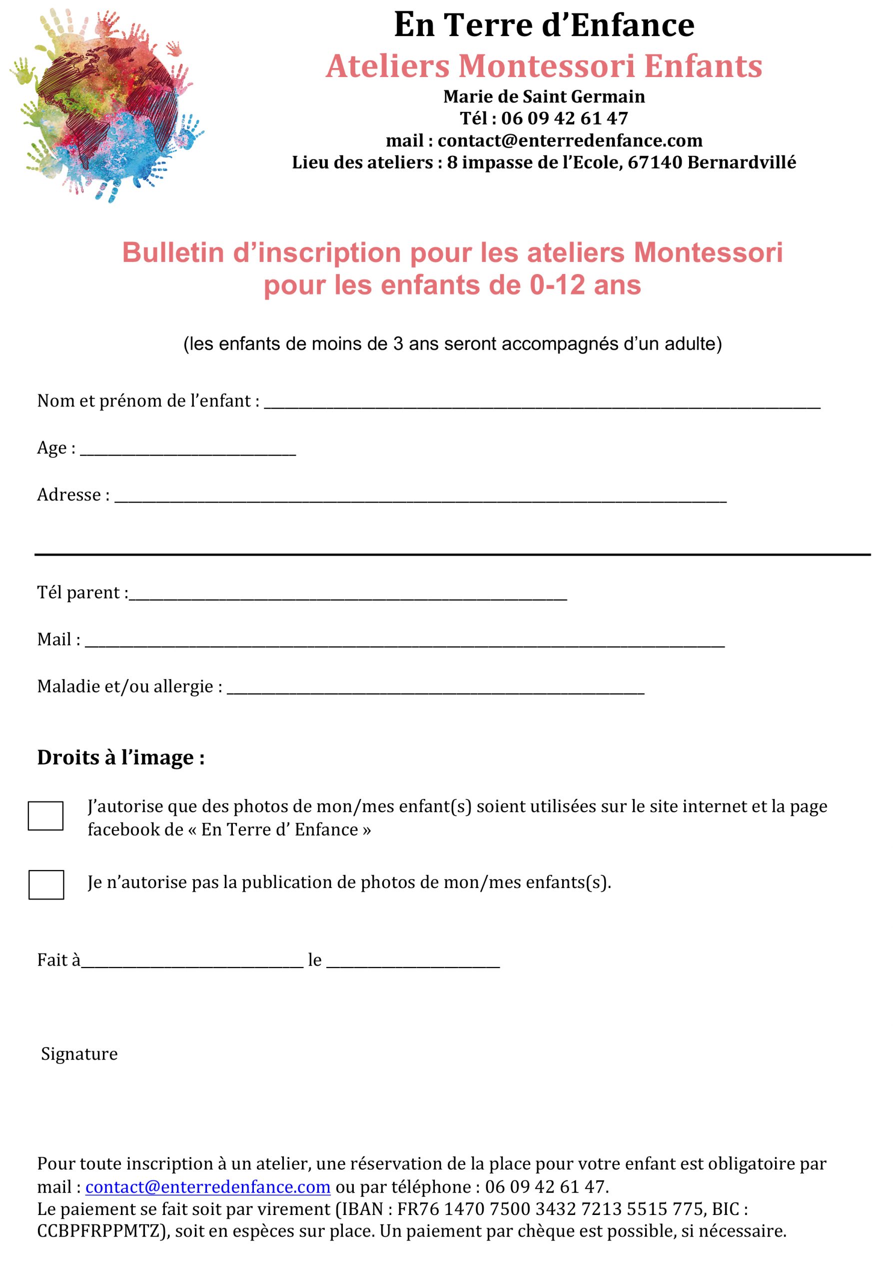 Inscription aux ateliers Montessori pour les enfants de 0 à 12 ans - En ...
